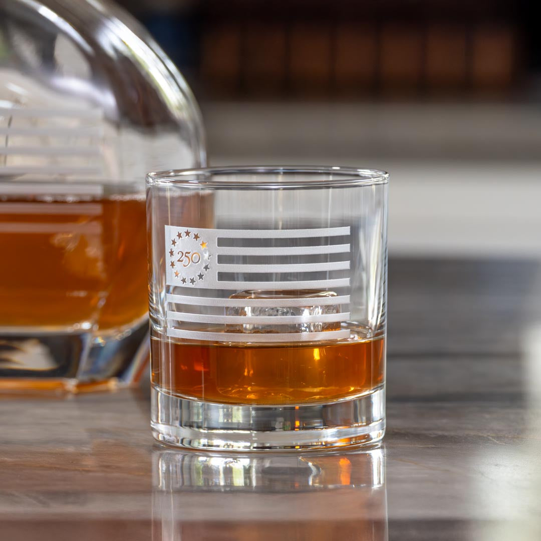 America250™ Betsy Ross Flag 10oz On the Rocks Whiskey Glass | Set of 2 ...
