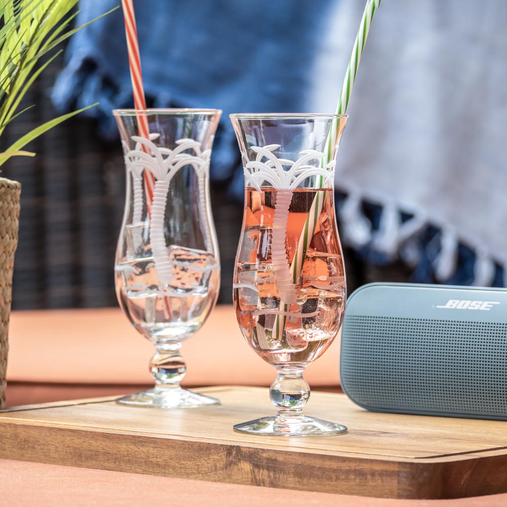 Palm Tree 15oz Squall Hurricane Cocktail Glass | Set of 4 | Rolf Glass