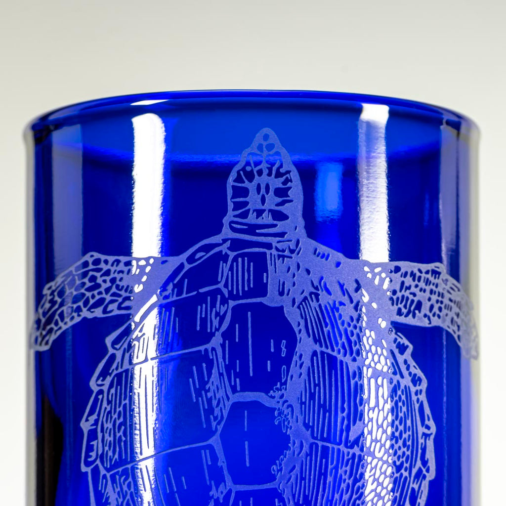 Upcycled Tina Turtle 12oz Blue Repurposed Tumbler | Set of 4 – Rolf Glass